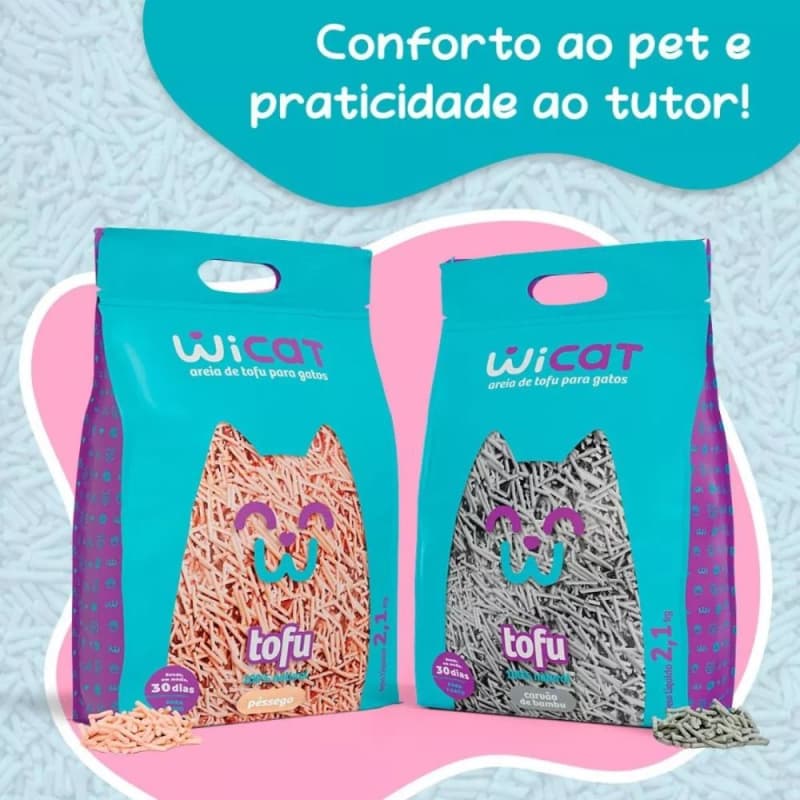 WiCat Areia de Tofu Natural para Gatos Higiênica - Pêssego 2,1 kg