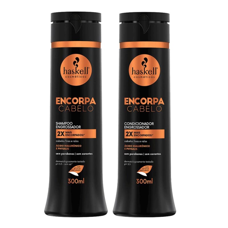 Kit Shampoo e Condicionador Engrossador Encorpa Cabelo Haskell 300ml