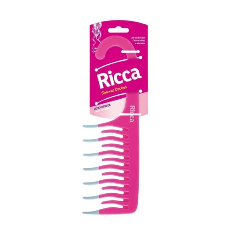 Pente de Cabelos Ricca Shower Cachos Rosa | Beleza na Web