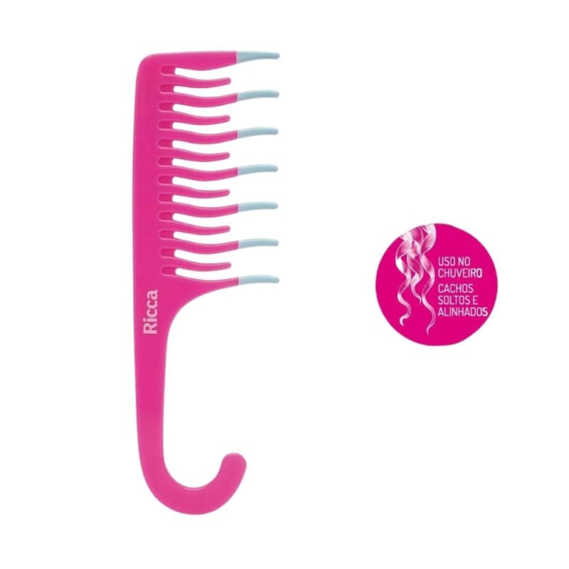 Pente de Cabelos Ricca Shower Cachos Rosa | Beleza na Web