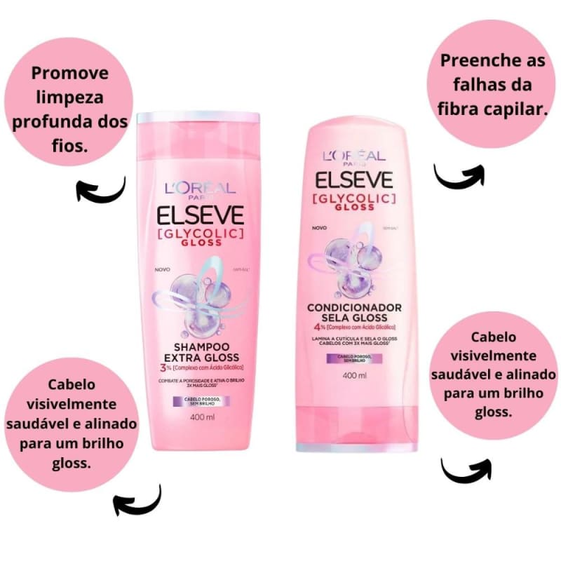 Shampoo + Condicionador Elseve Glycolic Gloss 400ml