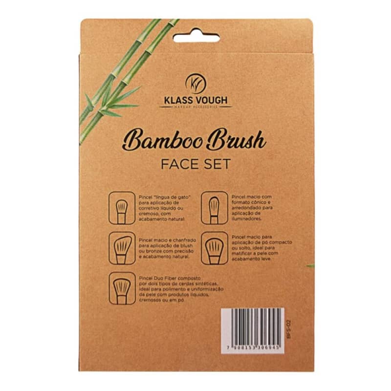 Bamboo Brush Face Set - Kit de Pinceis para Face - Klass Vough