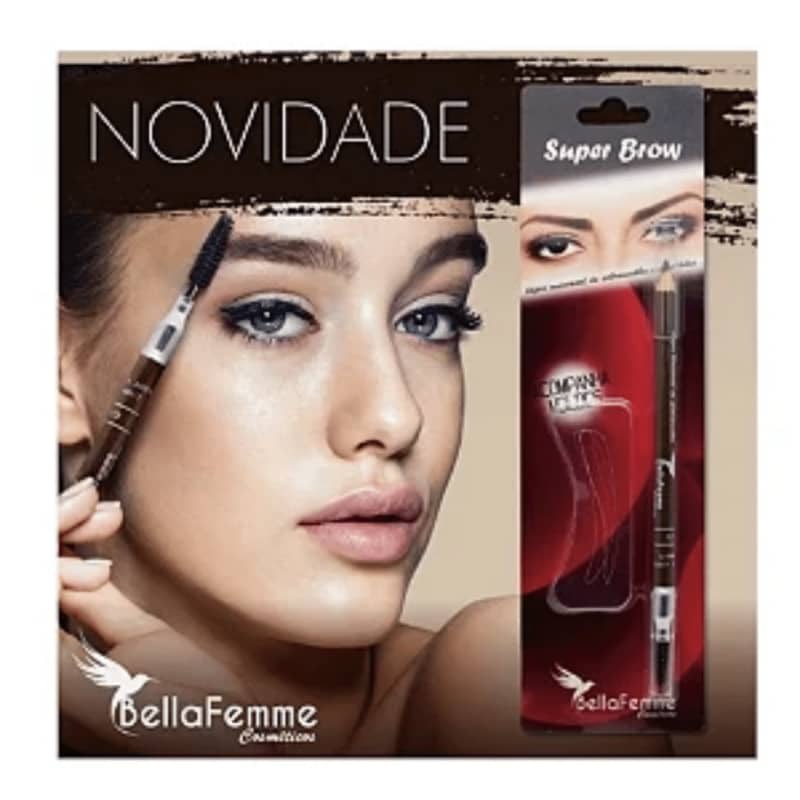 Kit Super Brow para Sobrancelha com Lápis, Escova e 3 Moldes