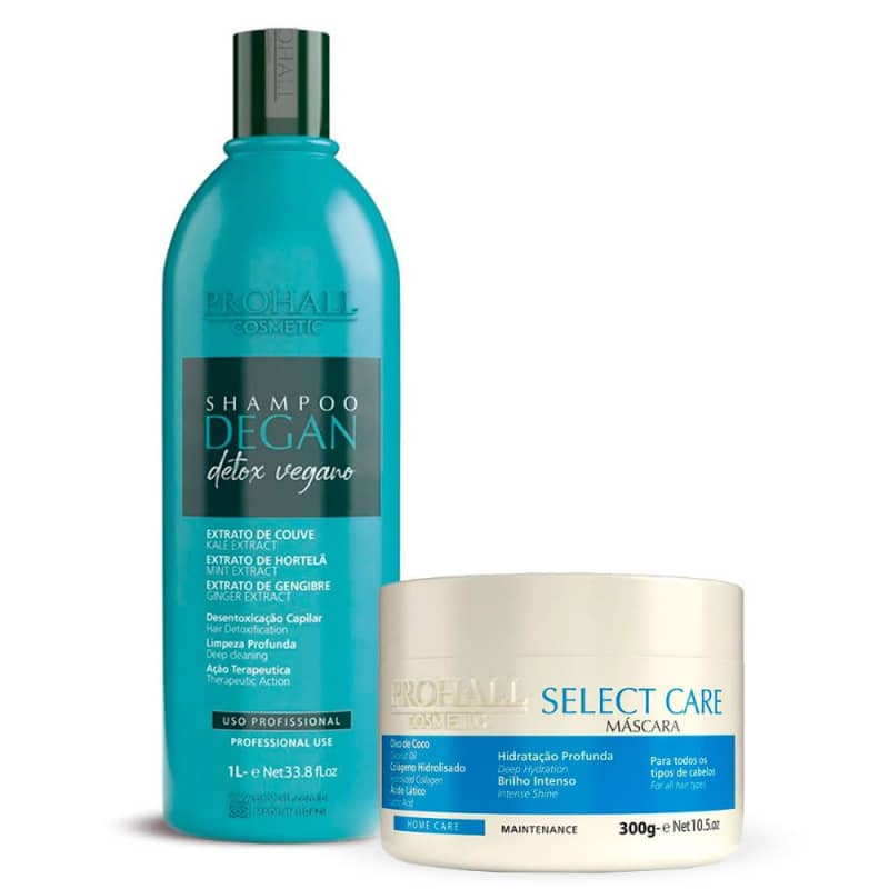 Kit Prohall Shampoo Degan 1L + Máscara Select Care 300g