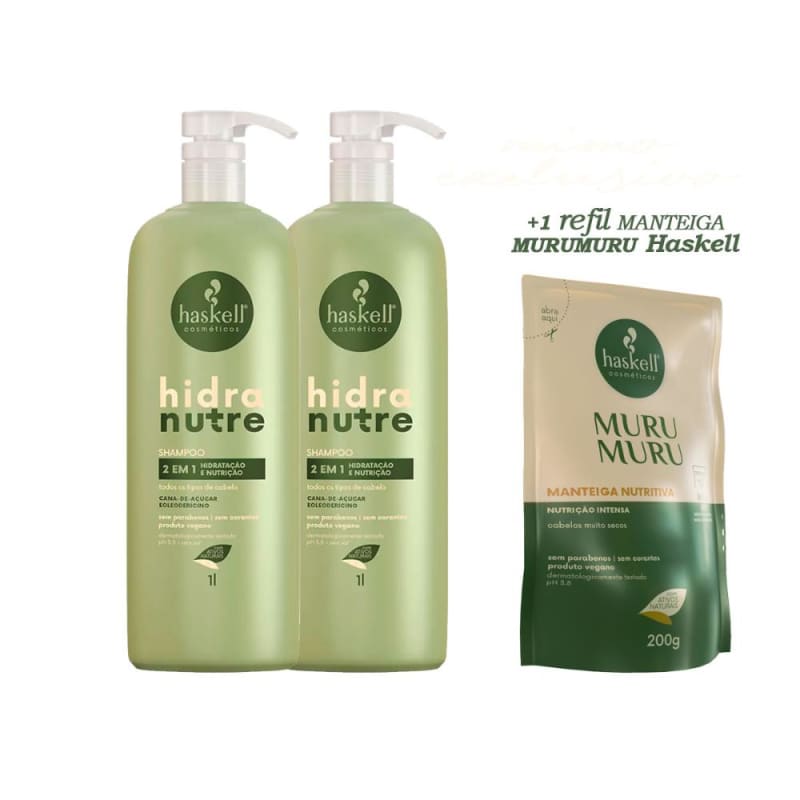 Kit Haskell Hidranutre 2 Shampoo 1 Litro Cada +Refil200g