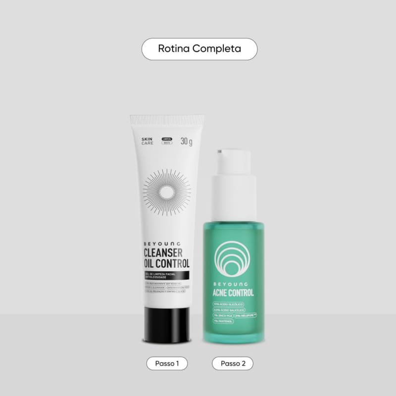 KIT BEYOUNG ESPECIAL ÁCIDO GLICÓLICO + SALICÍLICO - NECESSAIRE, CLEANSER OIL CONTROL 30G e ACNE ...