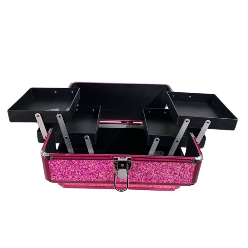 Maleta Cisne Linha Shine Pink Glitter e Rosa Csn-5160B