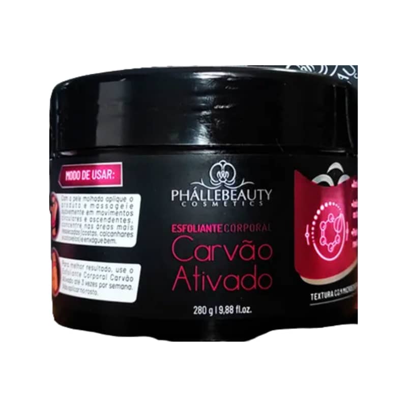 Esfoliante Hidratante Corporal Carvão Ativado Phállebeauty 280g