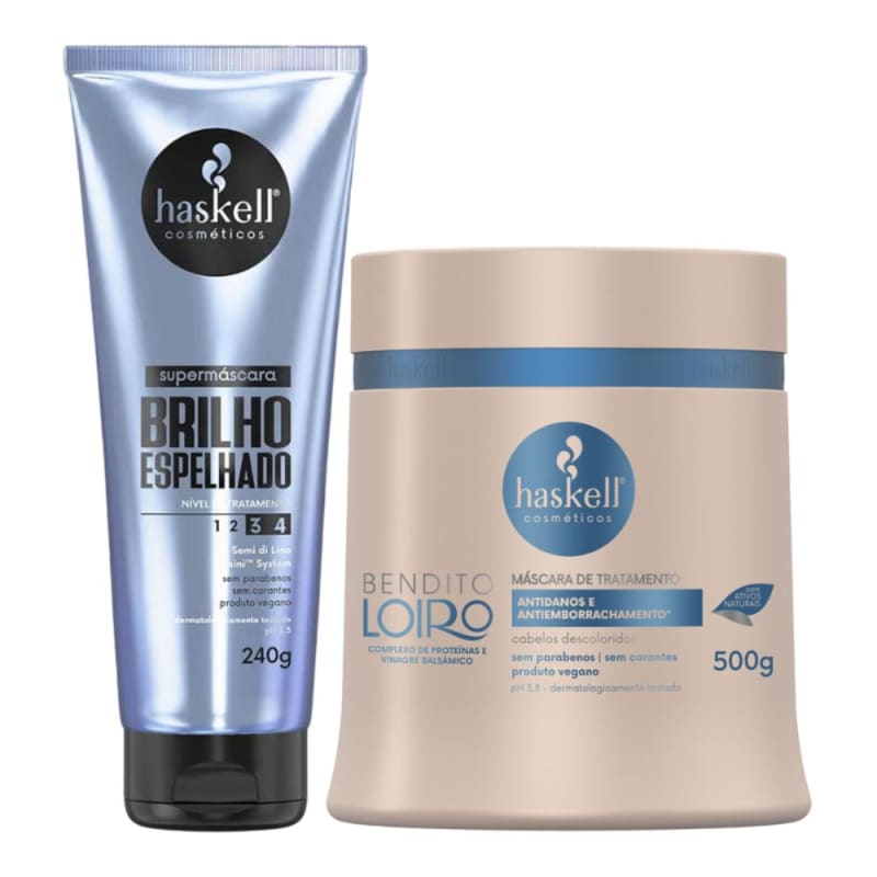 Kit Haskell Mascara Bendito Loiro 500gr + Supermascara Brilho Espelhado 240g