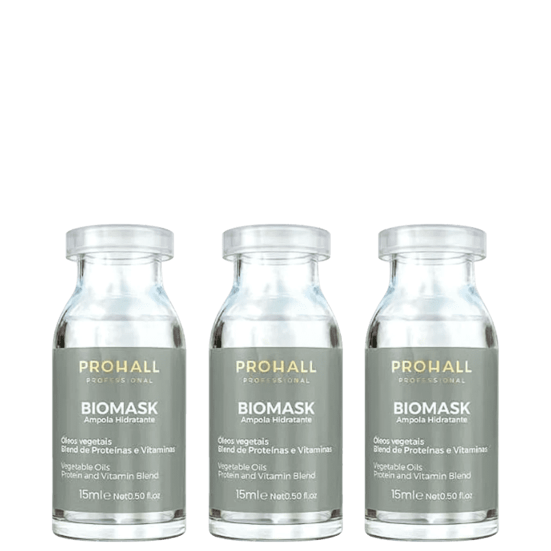 Kit 3 Ampola Hidratante Biomask Prohall Hidratação Intensa