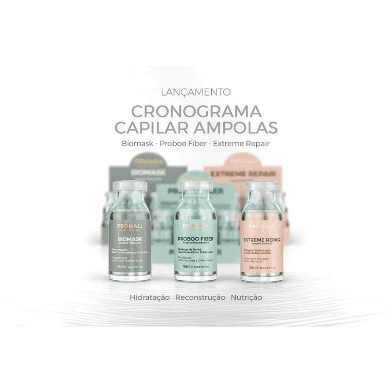 Kit Prohall Ampola Biomask Hidrata + Extreme Repair Nutrição