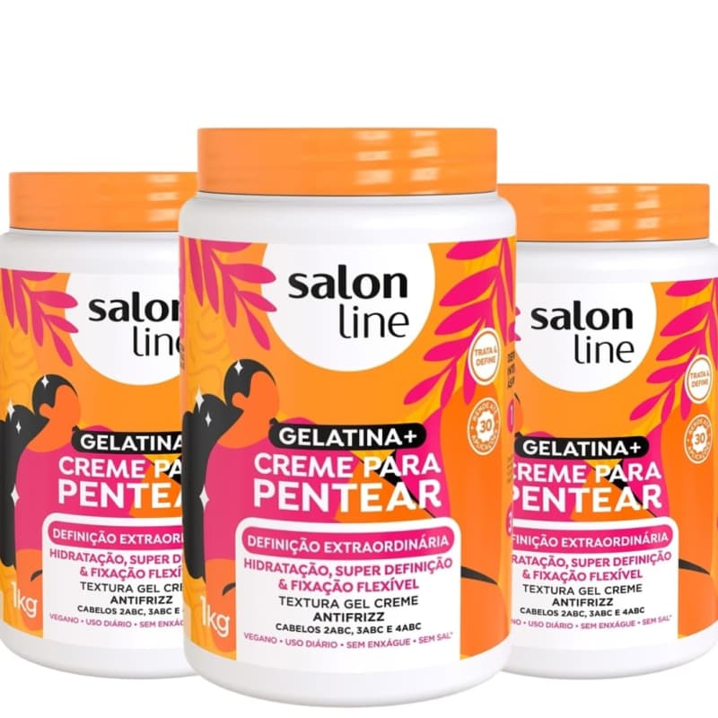 Kit 3 Cremes Pentear Definição Extraordinária Salon Line 1kg