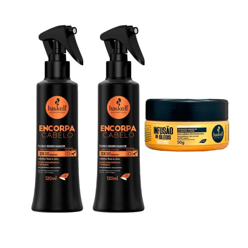 Kit Haskell 2 Tônico Spray Encorpa Fios Cabelos +Mini50g