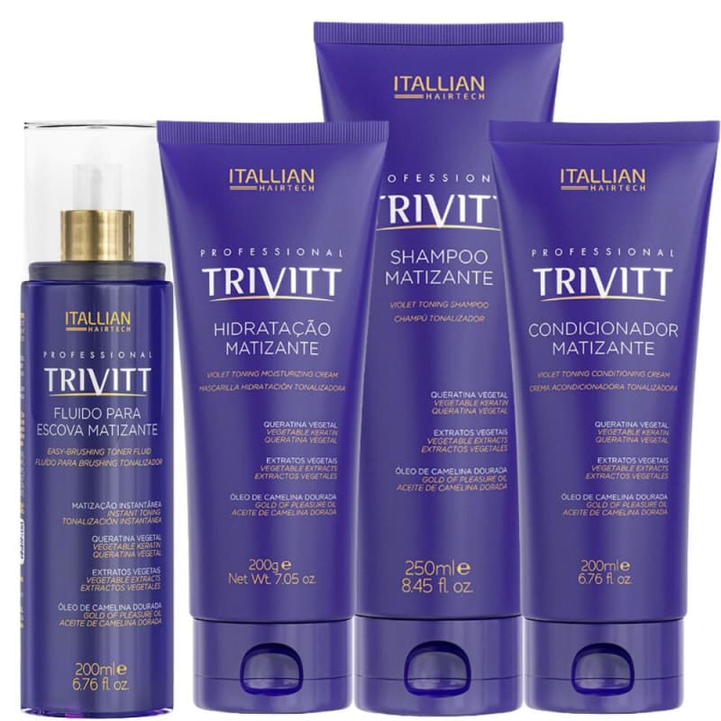 Trivitt Kit Matizante: Condicionador, Hidratação, Shampoo e Fluido para ...