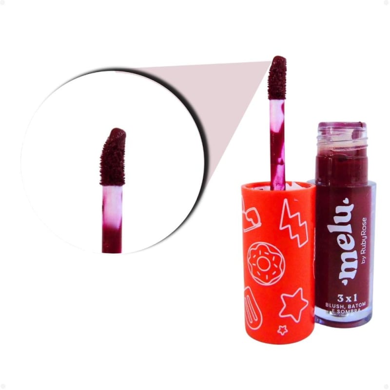 Blush, Batom e Sombra 3x1 Melu By Ruby Rose Midnight Love 04