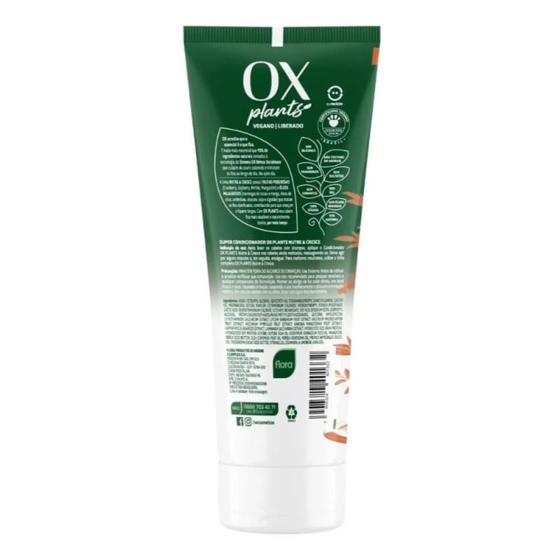 Condicionador OX Cosméticos OX Plants Nutre & Cresce 400ml | Beleza na Web