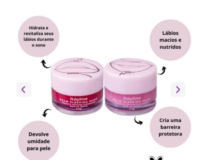 Kit com 2 Máscara Hidratante Labial Noturno Ruby Rose - Balm Sleeping Mask