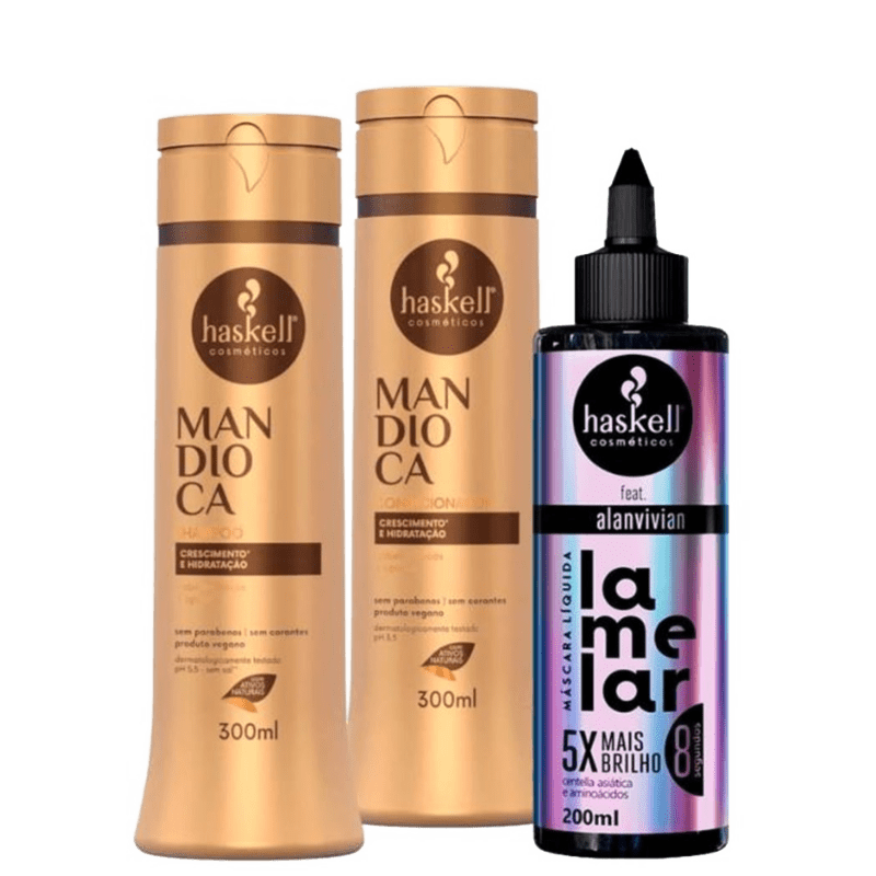 Kit Haskell Shampoo/Cond Mandioca 300ml + Máscara Lamelar