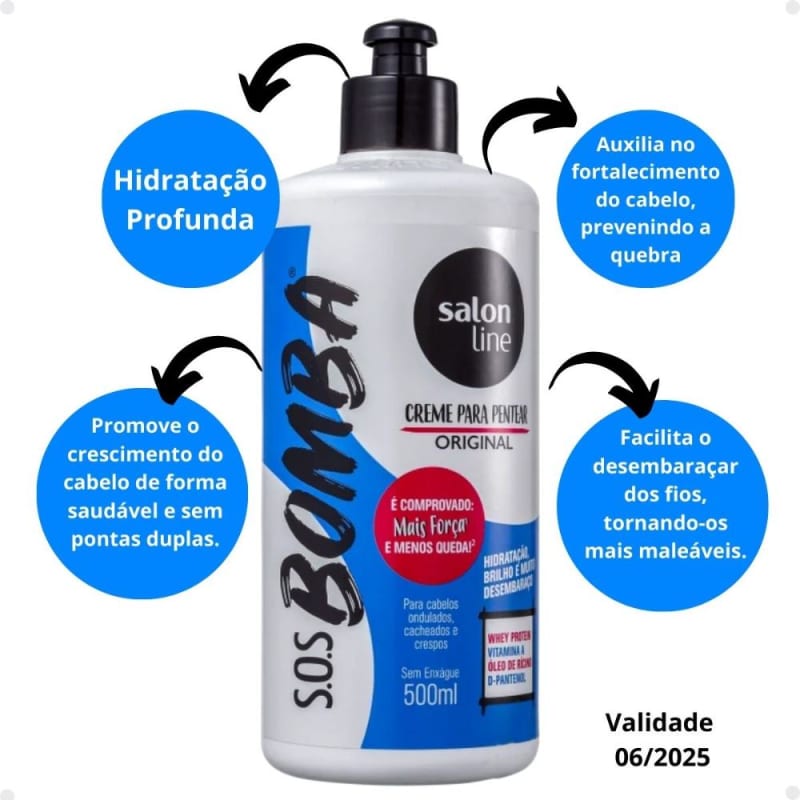 Creme para Pentear Salon Line S.O.S Bomba Original 500ml | Beleza na Web