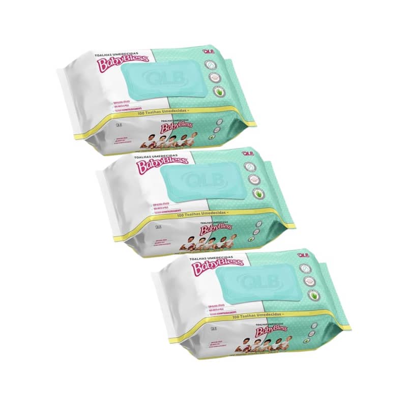 Toalhas Umedecidas Baby Bless Kit c/3 - 300 unidades