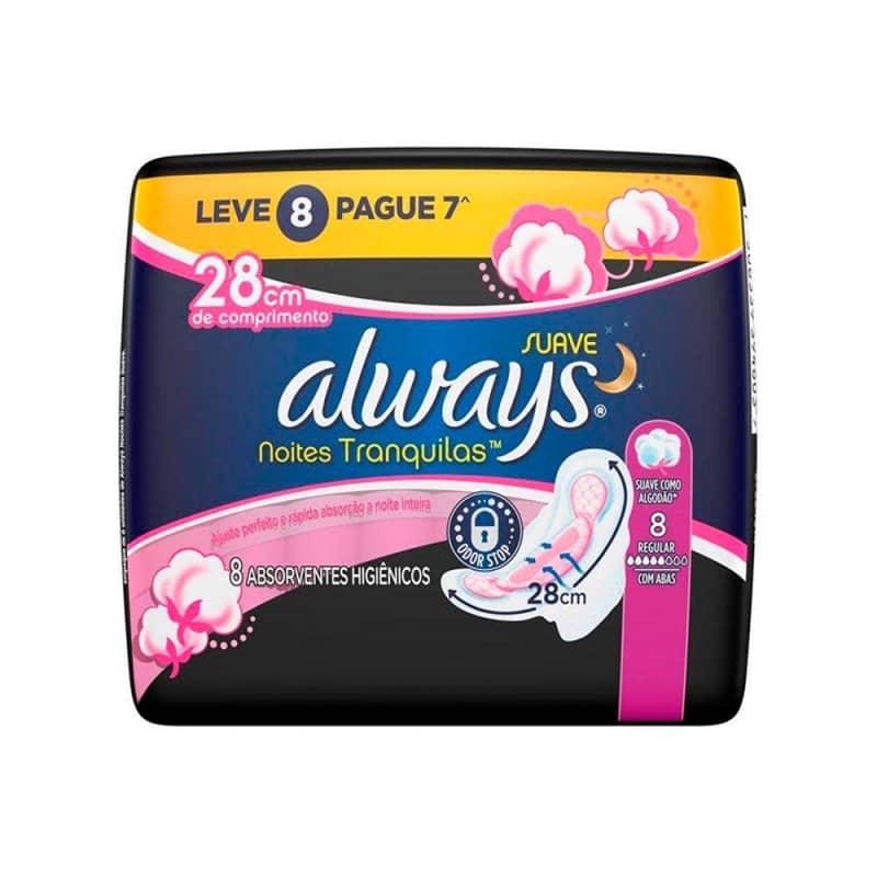 Absorvente com Abas Always Noites Tranquilas Suave Longo | Beleza na Web