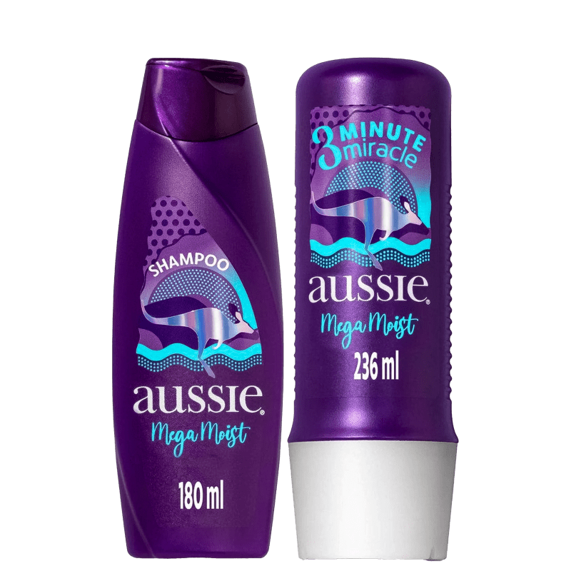 Kit Aussie Mega Moist Super Hidratação Shampoo 180ml e 3 Minutos ...