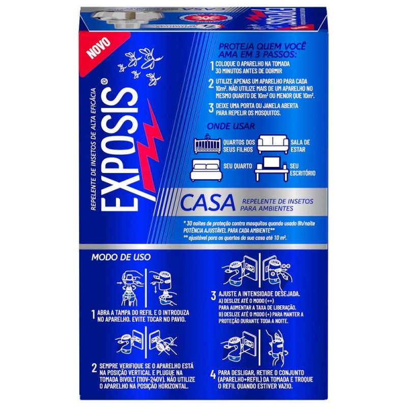 Repelente Elétrico Líquido Exposis Casa com 32,9ml Refil
