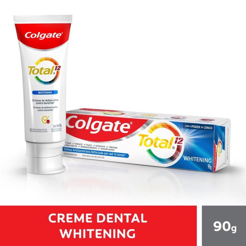 Kit Creme Dental Colgate Total 12 Whitening 90g com 12 unidades