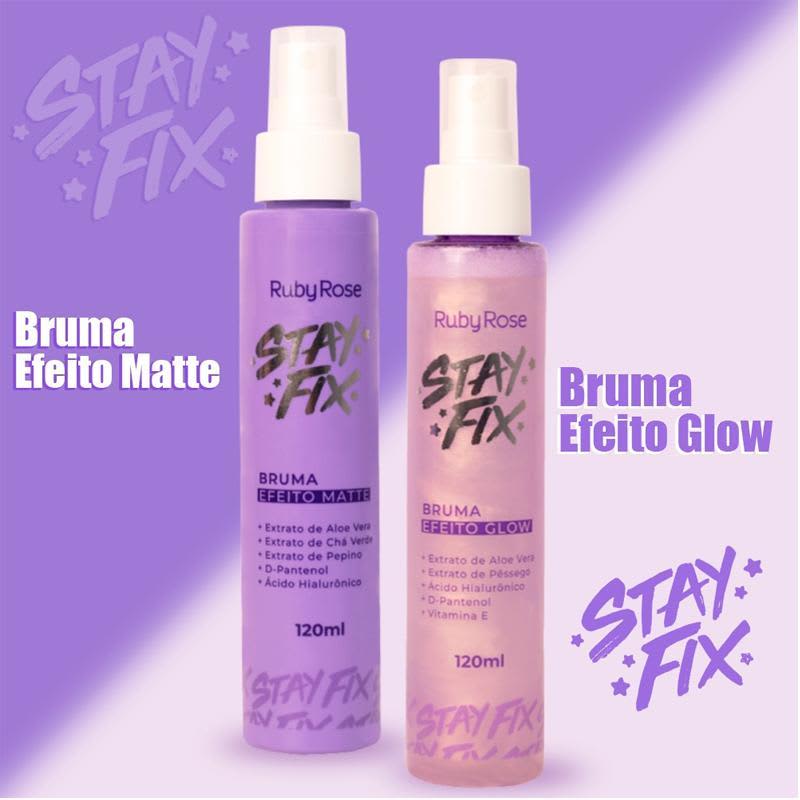 Bruma de Maquiagem Ruby Rose Stay Fix Efeito Glow | Beleza na Web