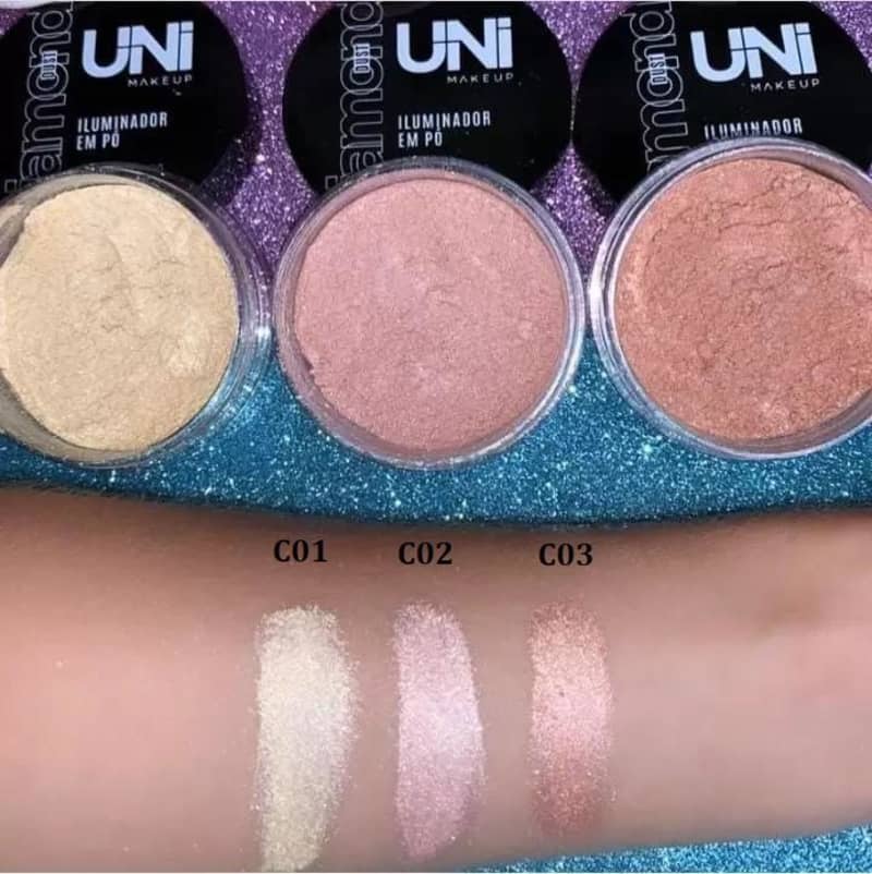 Uni Makeup Iluminador em Pó Brilho Intenso Longa Duração C01 – 6,5g