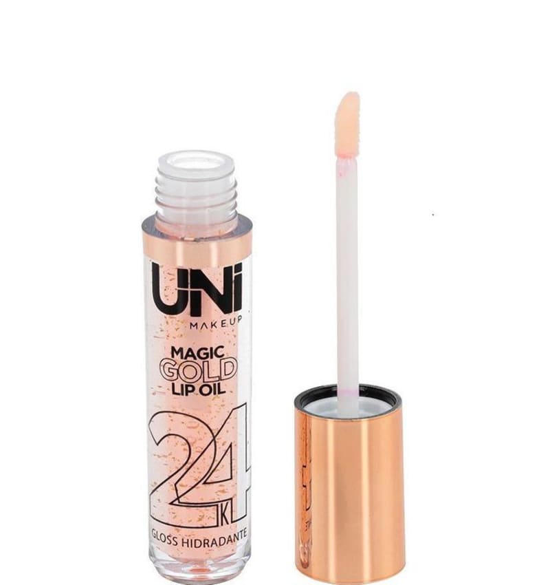 Uni Makeup Magic Gold Lip Oil 24K Gloss Hidratante 3,9ml