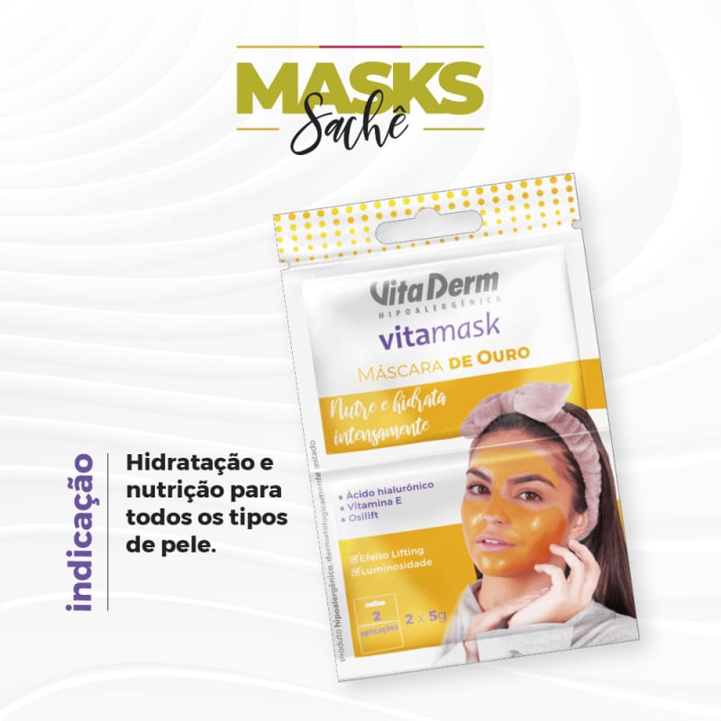 Máscara Facial Vita Derm Mask Ouro | Beleza Na Web