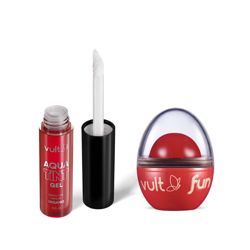 Combo Batom Vult Aquatint Gel Red 5,5ml + Blush 3 em 1 Vult Fun Cereja ...
