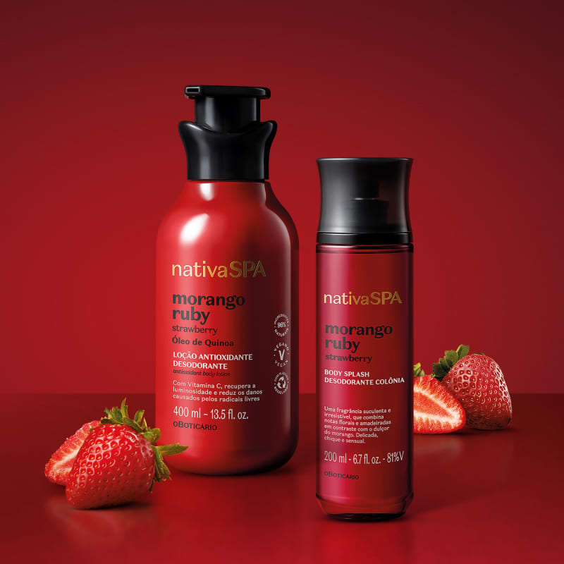 Combo Nativa SPA Morango Ruby: Loção Corporal 400ml + Body Splash 200ml ...