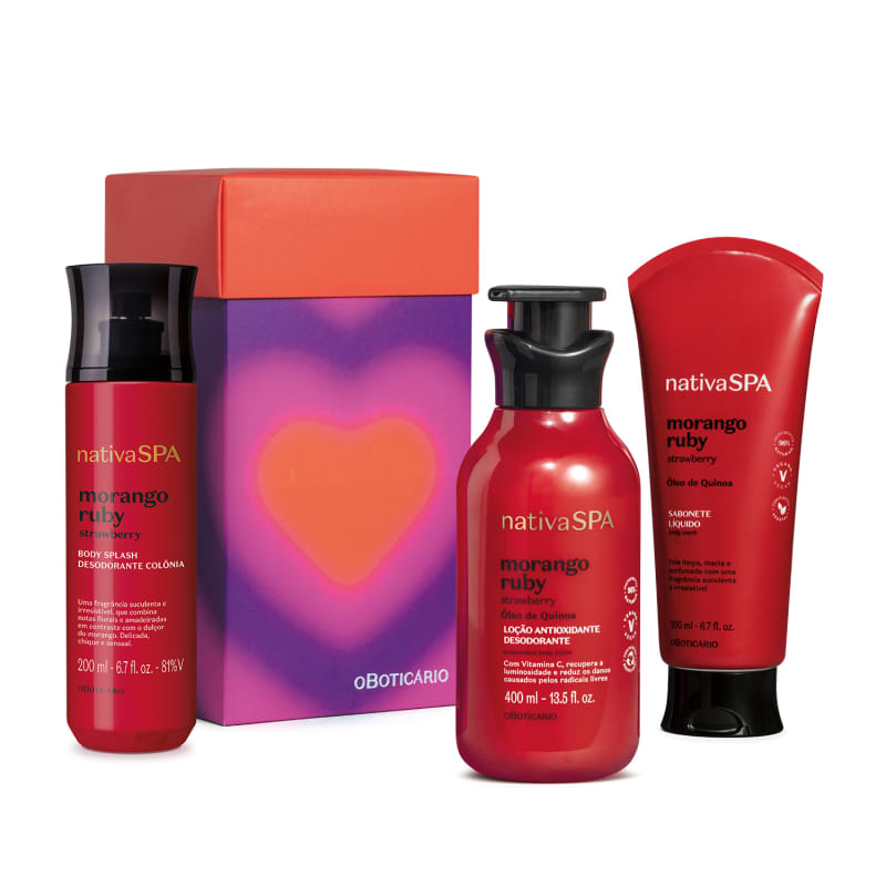 Kit Presente Dia dos Namorados Nativa Spa Morango Ruby (3 itens) | O ...
