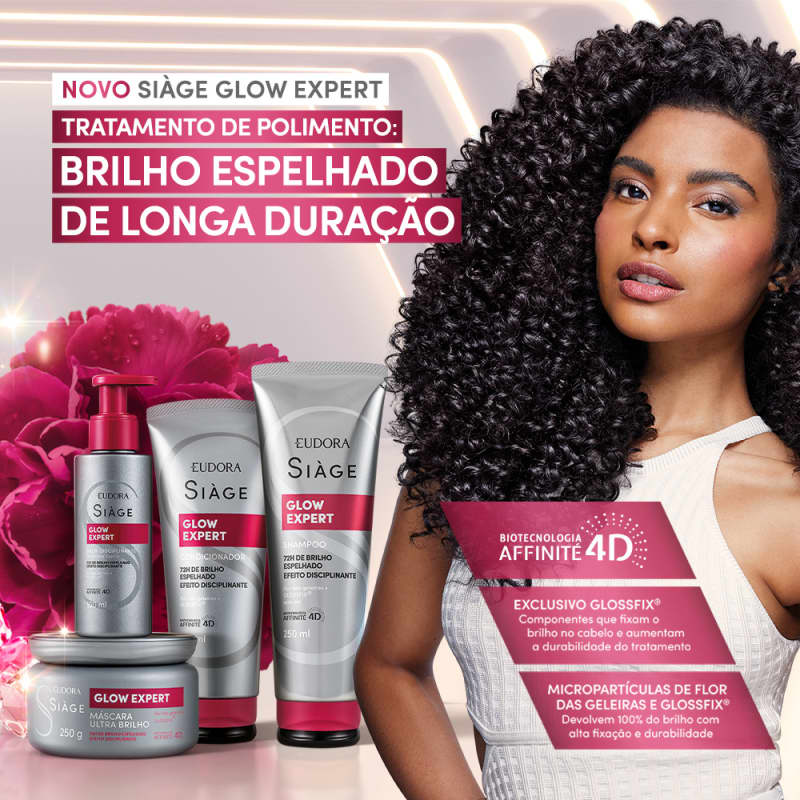 Combo Siàge Glow Expert: Shampoo 250ml + Condicionador 200ml + Máscara ...