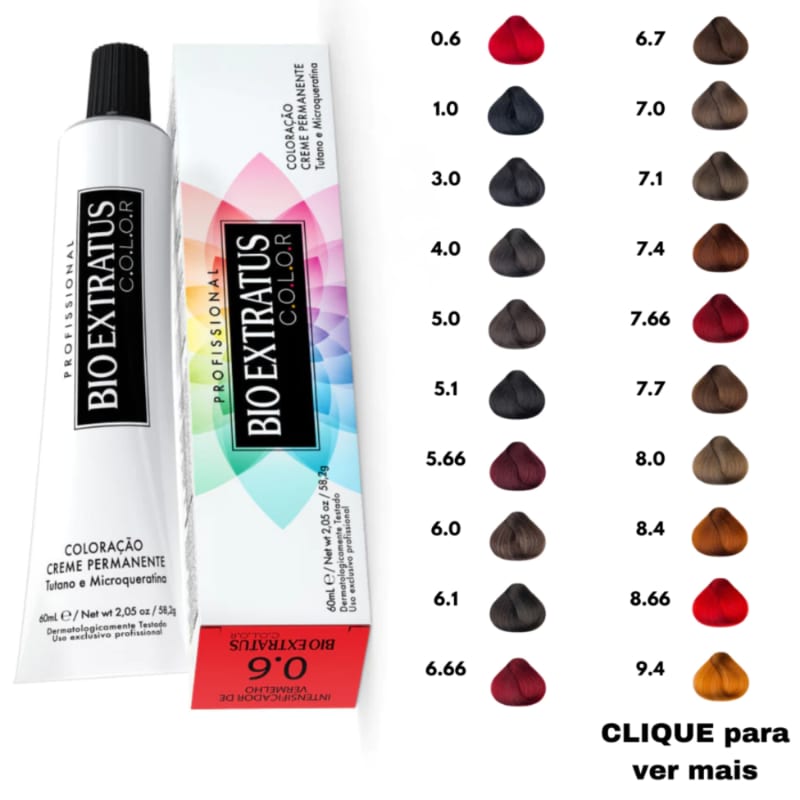 Kit Coloração Color Bio Extratus 60ml + Oxidante 20V 90ml - 6.1