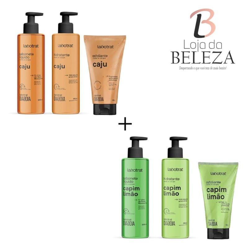 COMBO COM 2 KITS DE BANHO CAJU E CAPIM LIMÃO DIA A DIA LABOTRAT
