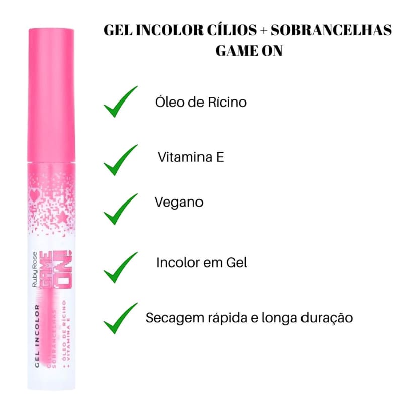 Kit 2 Unidades Rímel Gel Incolor Cílios Sobrancelha Game On!