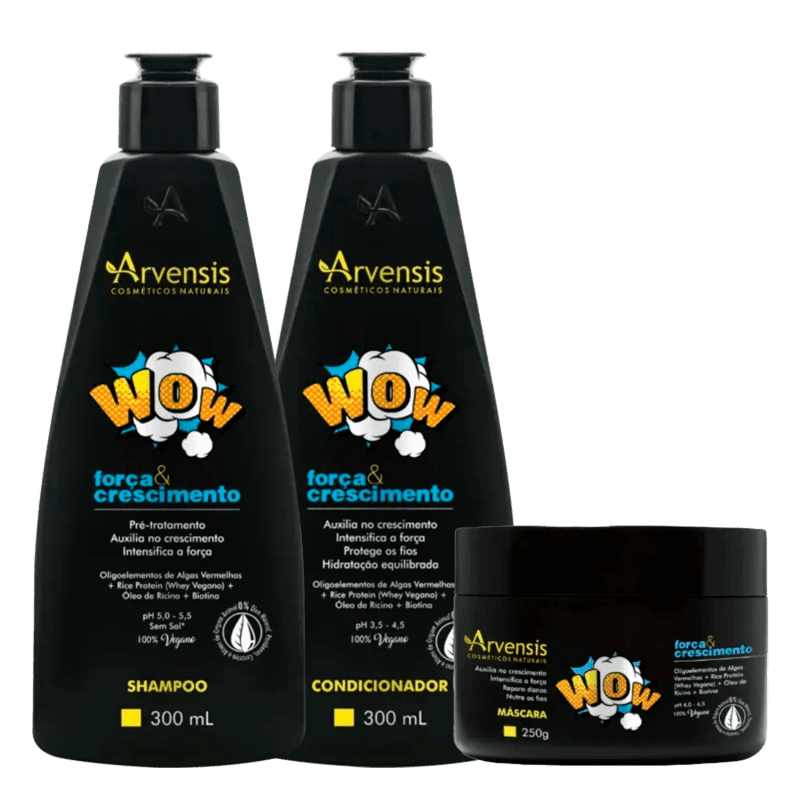 Arvensis Kit Wow Shampoo 300ml + Condicionador 300ml + Máscara 250g