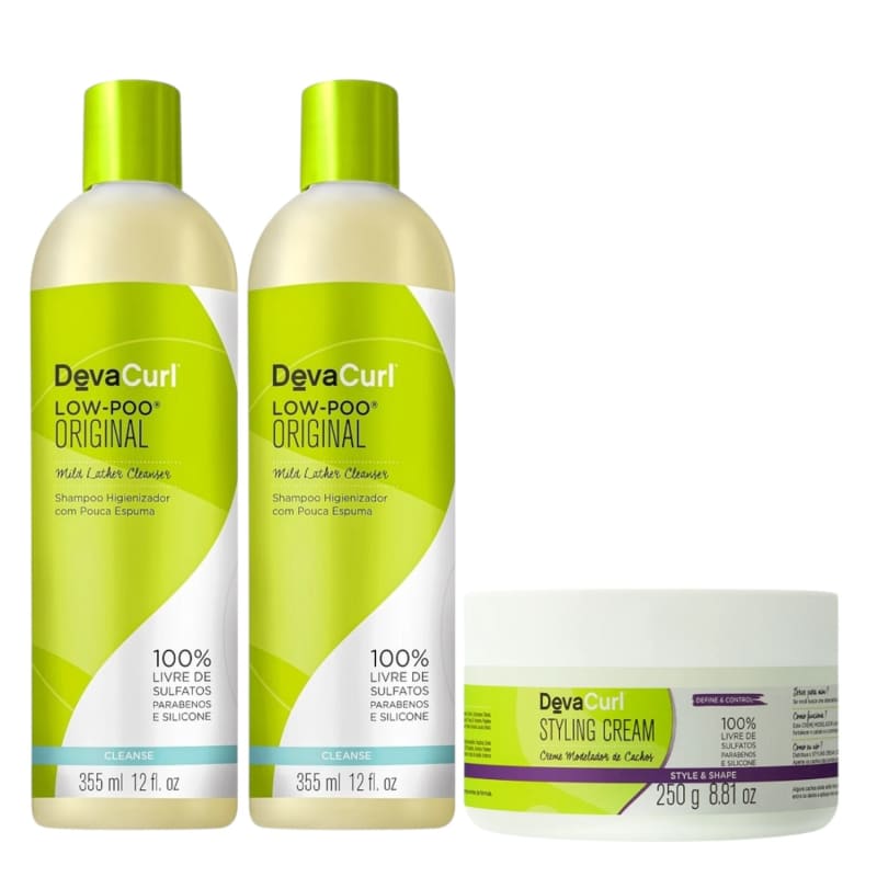 Kit Deva Curl - Low-Poo 355ml (2 Unidades) + Styling Cream 250g