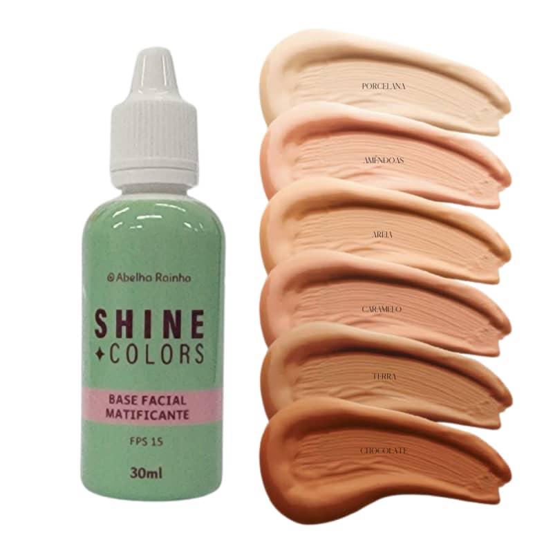 Abelha Rainha Shine Colors Base Líquida Matificante FPS 15 Porcelana 30ml