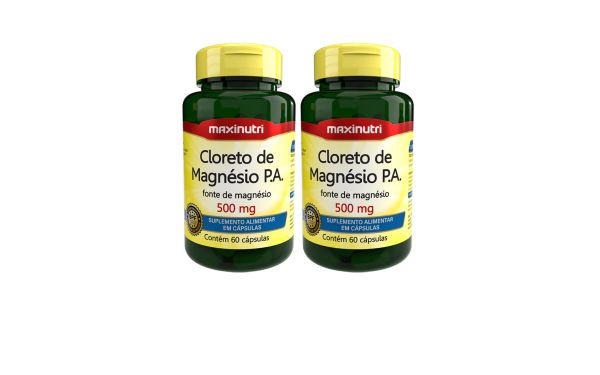 Kit 02 Cloreto de Magnésio P A Maxinutri 500mg 60 Cápsulas