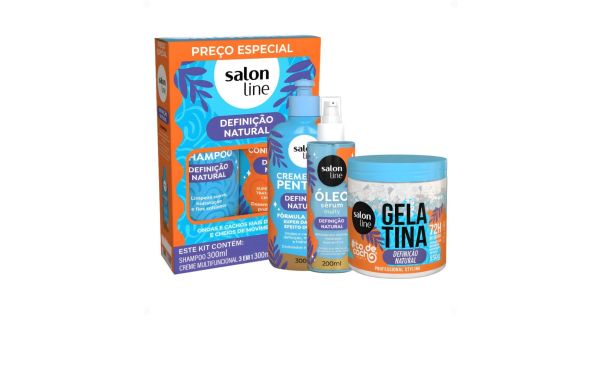 Kit Salon Line Definição Natural: Shampoo, Creme Multifuncional 300ml ...