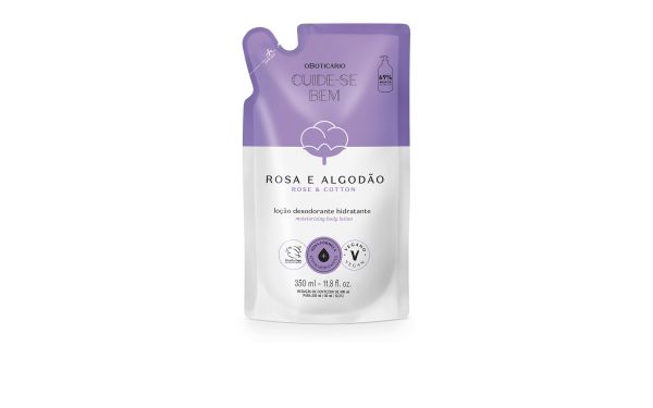 Refil Loção Desodorante Hidratante Cuide-se Bem Rosa e Algodão 350ml ...