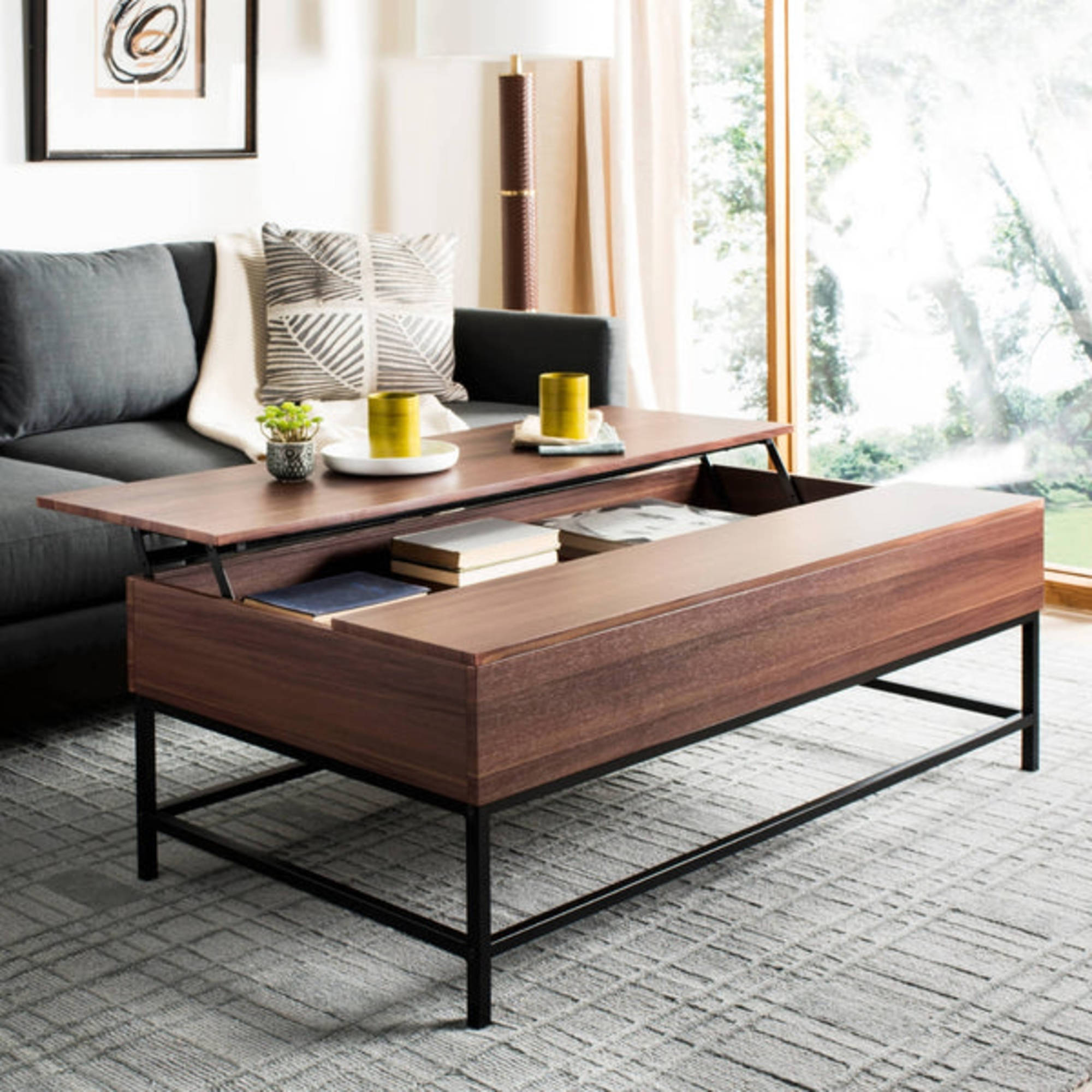 Hirvanton coffee table with lift top store