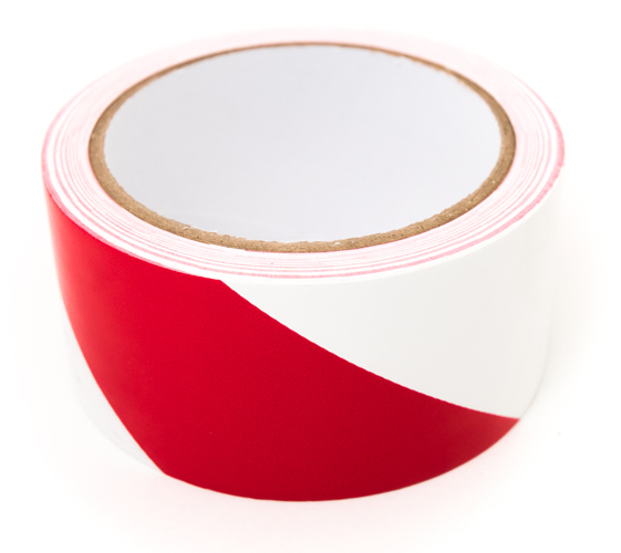 2" wide Red and White Stripe Safety Warning Vinyl Tapes by Bertech