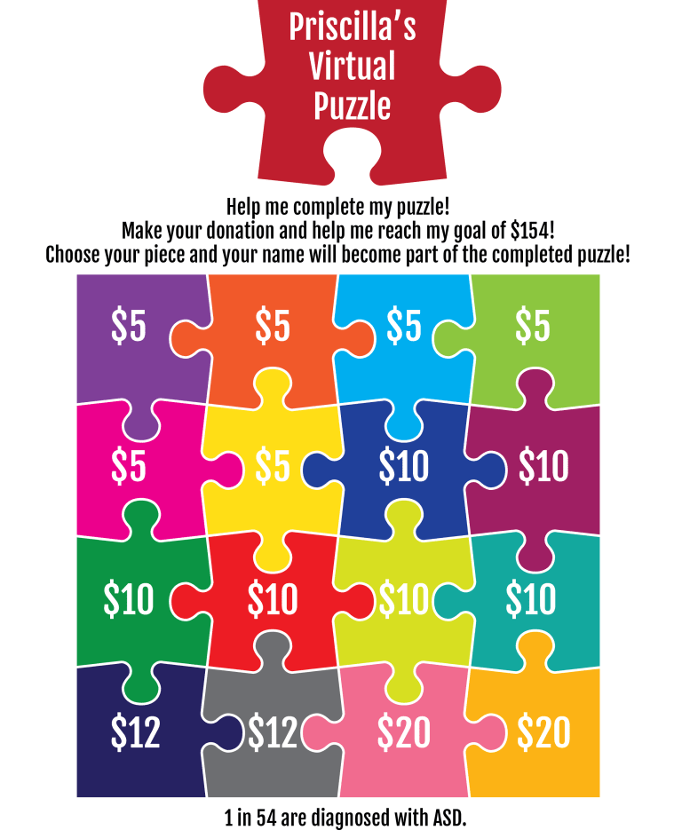 PRISCILLA'S VIRTUAL PUZZLE FUNDRAISER by INCLUDING KIDS AUTISM CENTER ...