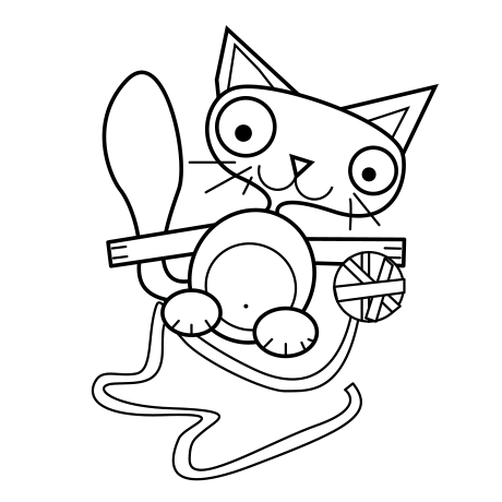 Colouring Dogs and cats - Cat and ball of wool