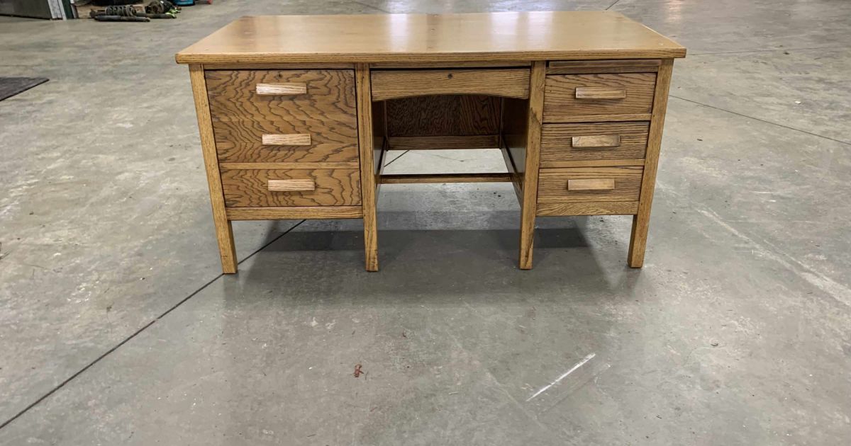 Antique Wood Desk and Wood Cabinets Offsite Lot #1 and #2: St. Johns ...